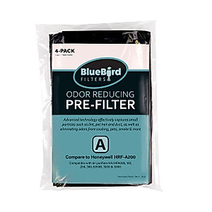 BlueBird Filters HRF-A200 Carbon Prefilter A Kit, 4 Pack, Fits Honeywell Models HPA200, HPA201, HPA202, HPA204, HPA250