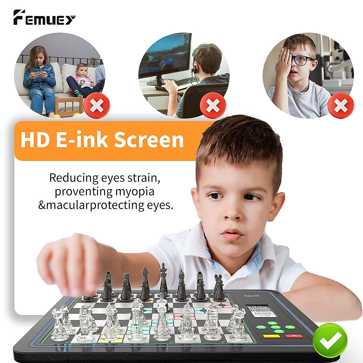 Electronic Chess Set, Chess Set Board Game, Computer Chess Game, Electronic Chess Game, LEDs,Built-in Battery, Great Partner for Play and Practice