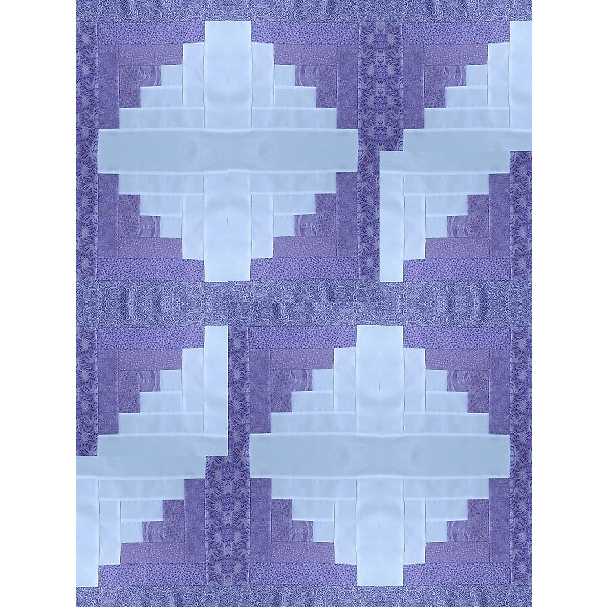 Purples and White Log Cabin Block Kit - Makes a 42 x 56 Quilt Top Only