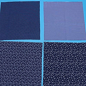 ABOOFAN Embroidery Fabric Floral Cotton Fabric Bundle Cotton Square Quilting Fabric Sewing Patchwork Cloths DIY Scrapbooking Crafts Supplies for Bag Wallet Purse (Navy) Quilted Fabric
