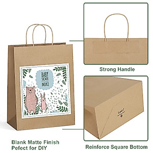 Eupako Kraft Shopping Bags 10x5x13 100 PCS Brown Paper Bags with Handles, Kraft Paper Gift Bags Bulk, Party Favor Bags, Merchandise Bags, Retail Bags