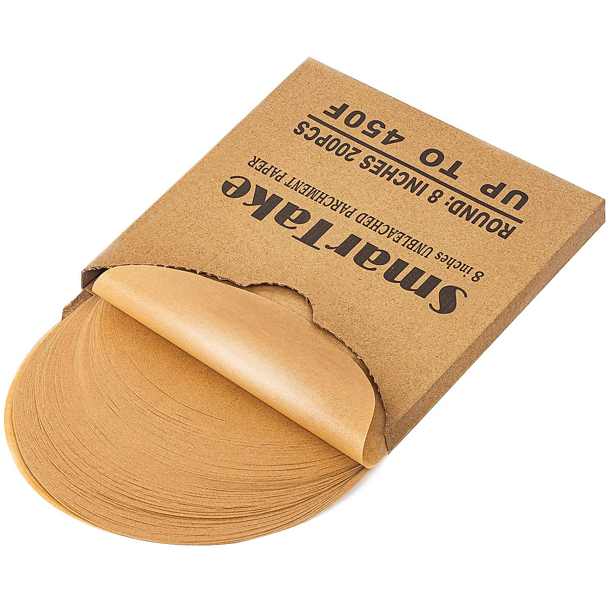 SMARTAKE 200 Pcs Unbleached Parchment Paper Baking Sheets Round, 8 Inches Non-Stick Precut Baking Parchment, Perfect for Baking Grilling Air Fryer Steaming Bread Cup Cake Cookie and More