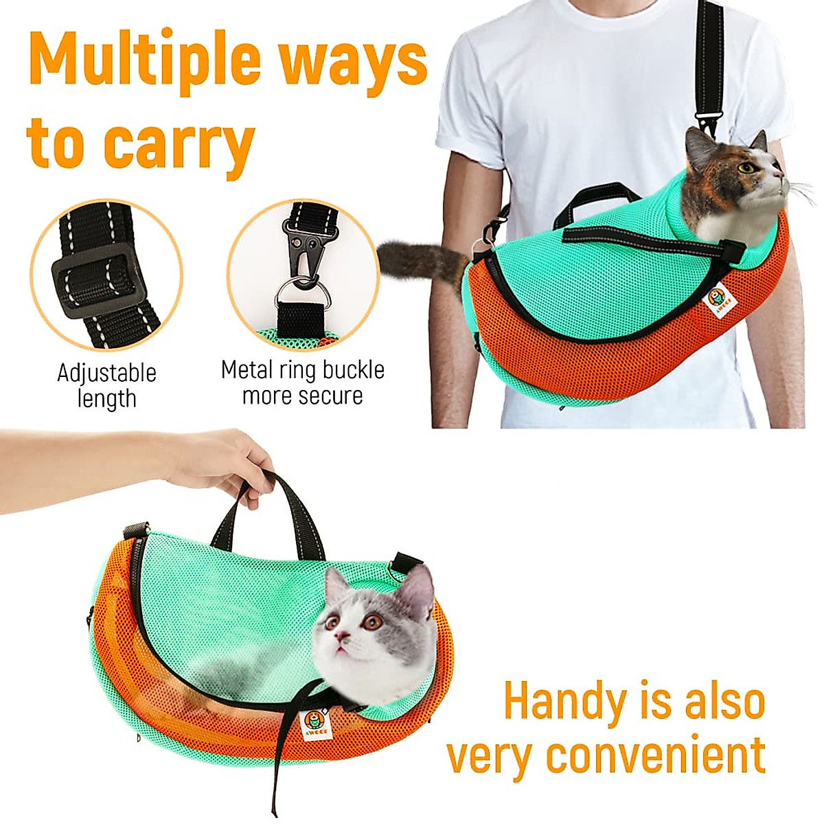 AWOOF Cat Grooming Bag Adjustable Cat Bathing Bag Anti Scratch Bite Restraint Bag Cat Sling Bag Durable Mesh Cat Shower Bag for Small Medium Large Cats Nail Trimming Ear Cleaning Medicine Taking