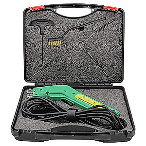 Huanyu Electric Hot Knife Rope Cutter Fabric Cutting Tool Kit 4 Blades Pro Fabric Cutter 600° C Heat Cutter 100W Heat Sealer for Sponge Cloth Board Webbing Continuous working