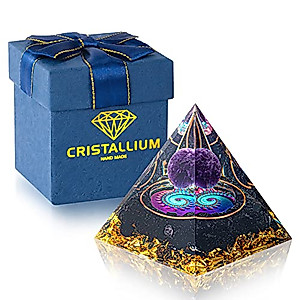 CRISTALLIUM Orgone Pyramid Crystal Healing Stone Energy Generator Healing Crystals Chakra Crystal Healing Meditation Crystal Sphere Orgonite Crystal Pyramid Women Gift - Blue stone