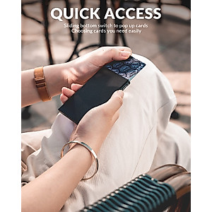 VULKIT Minimalist Credit Card Holder Pop Up Cards RFID Protection Slim Metal Wallet