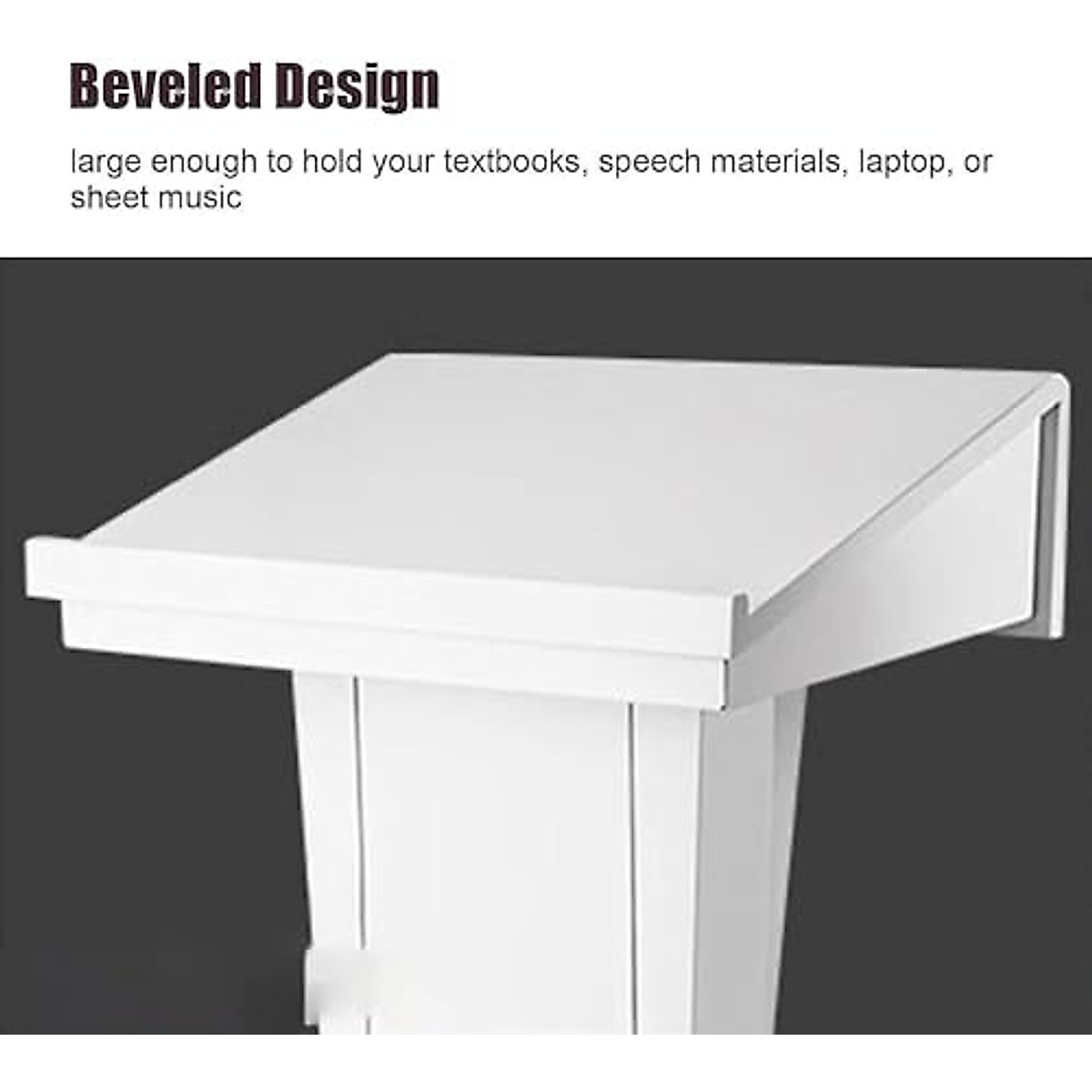 Metal Podium Floor-Standing Lecterns Simple Elegant Podium Stand with Storage Space Pulpits with Tilting Top Shelf Lecterns