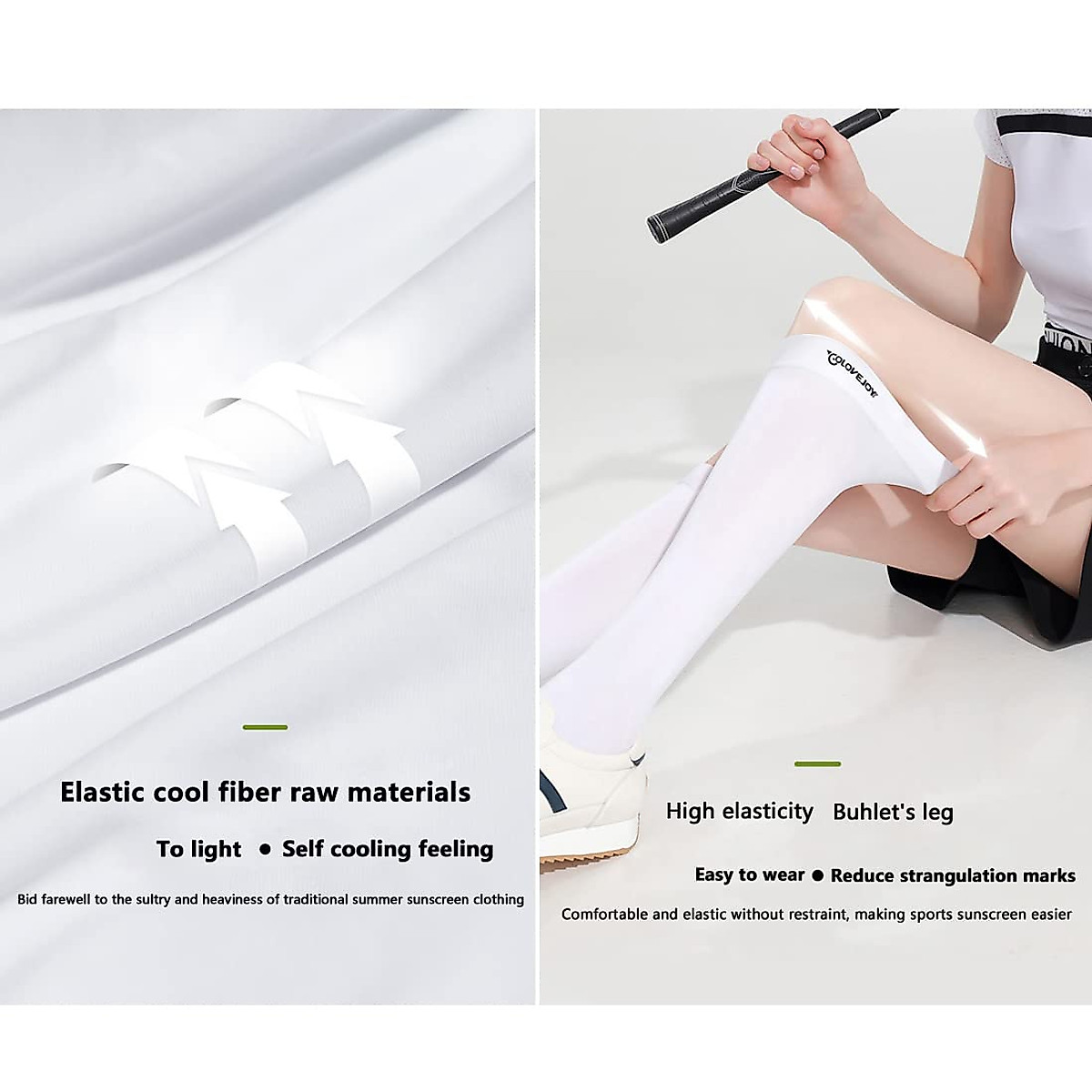 DAISHA 3 Pairs Sun Protection Athletic Socks UPF 50+,Ice Silk Breathable Cool Knee High Socks for School,Daily Wear,Cosplay. (Large, White-3 Pairs-Full Cover-L)