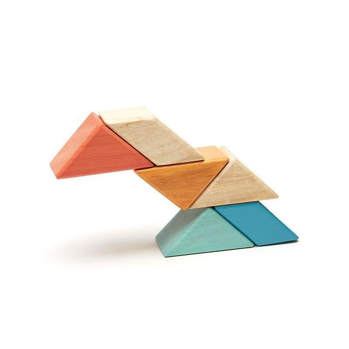 6 Piece Tegu Pocket Pouch Prism Magnetic Wooden Block Set, Sunset