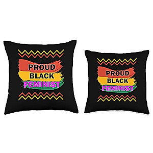 Proud Black Feminist Feminism African American Pride Throw Pillow, 16x16, Multicolor