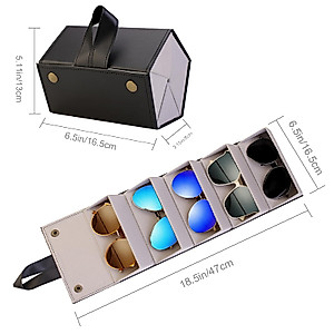 LBTbate Sunglasses Organizer with 5 Slots, Travel Glasses Case Multiple Sunglasses, Eyeglasses Storage Case Box (BK-white)