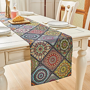 LilyCat Boho Bohemian Table Runner 90 inches Long, Vintage Farmhouse Table Runners for Coffee Table Dining Room Table Bedroom Party Holiday 13 x 90 inches