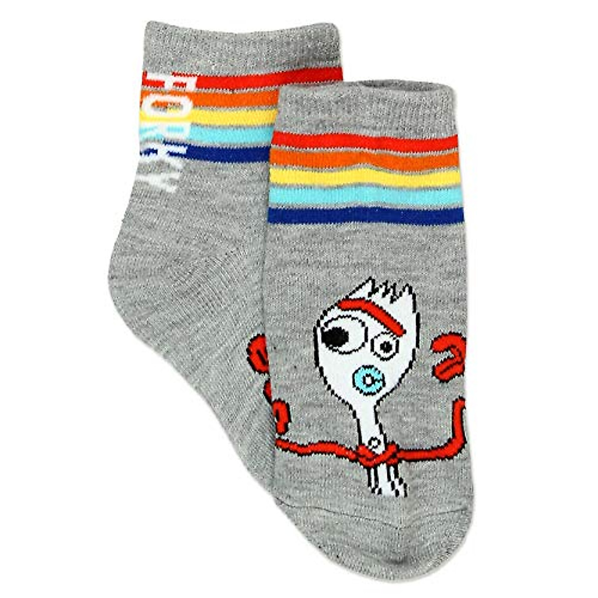 Disney Toy Story 4 Boys Girls Toddler 5 Pack Crew Sock Set (Shoe: 4-7 (Sock: 2-4), Grey/Multi)