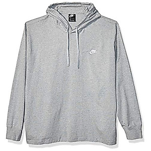 Nike Men's Sportswear Club Jersey Pullover Hoodie, Fleece Hoodies for Men, Dark Grey Heather/White, XL