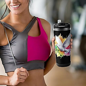 Dove Peace Symbol Watercolor Travel Coffee Mug Reusable Insulated Drinking Cup with Lid for Home Outdoor Works 13 Oz