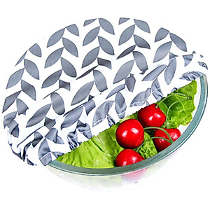 wegreeco Reusable Bowl Covers - Set of 3, Grey Leaf