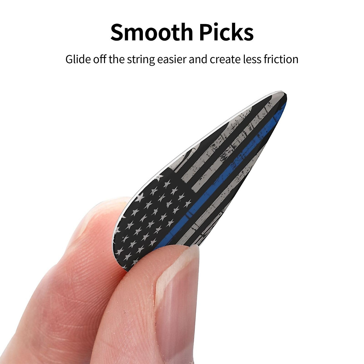 Classic Guitar Picks (12-Pack) for Eectric Guitar, Acoustic Guitar, Mandolin And Bass (One Size, Thin Blue Line Flag)