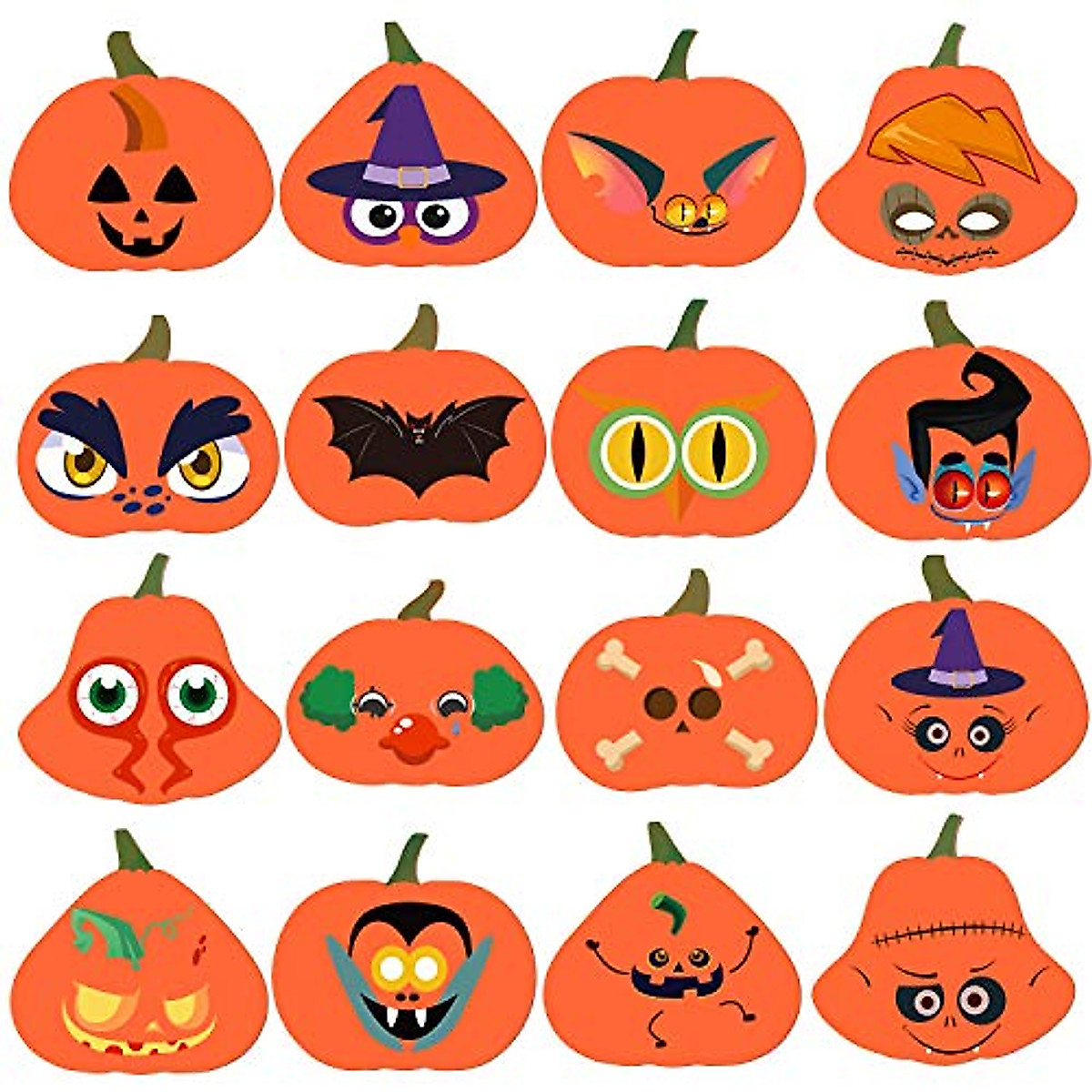 Aneco 18 Sets Halloween Foam Pumpkin Craft Kit DIY Halloween Arts Foam Pumpkin with Pumpkin Expression Stickers for Halloween Fun Home Activities