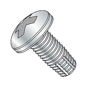 Small Parts 0804FPP Steel Thread Cutting Screw, Zinc Plated Finish, Pan Head, Phillips Drive, Type F, #8-32 Thread Size, 1/4" Length (Pack of 100)