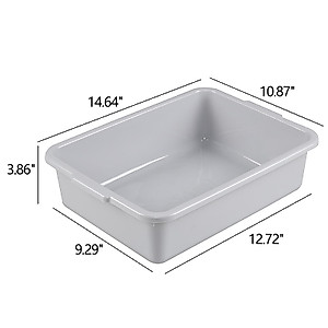 Doryh 4-Pack 8 L Small Commercial Bus Tub, Grey Dish Pans for Washing Dishes