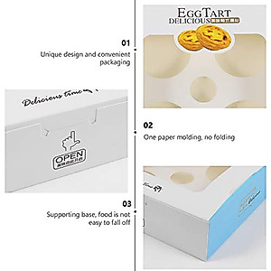 BESTOYARD 25pcs Egg Tart Window Boxes Cupcake Boxes with Inserts Macaron Display Container Chocolate Mini Cookies Packaging Boxes for Baking Muffin Carriers with Clear Window 4 Grid