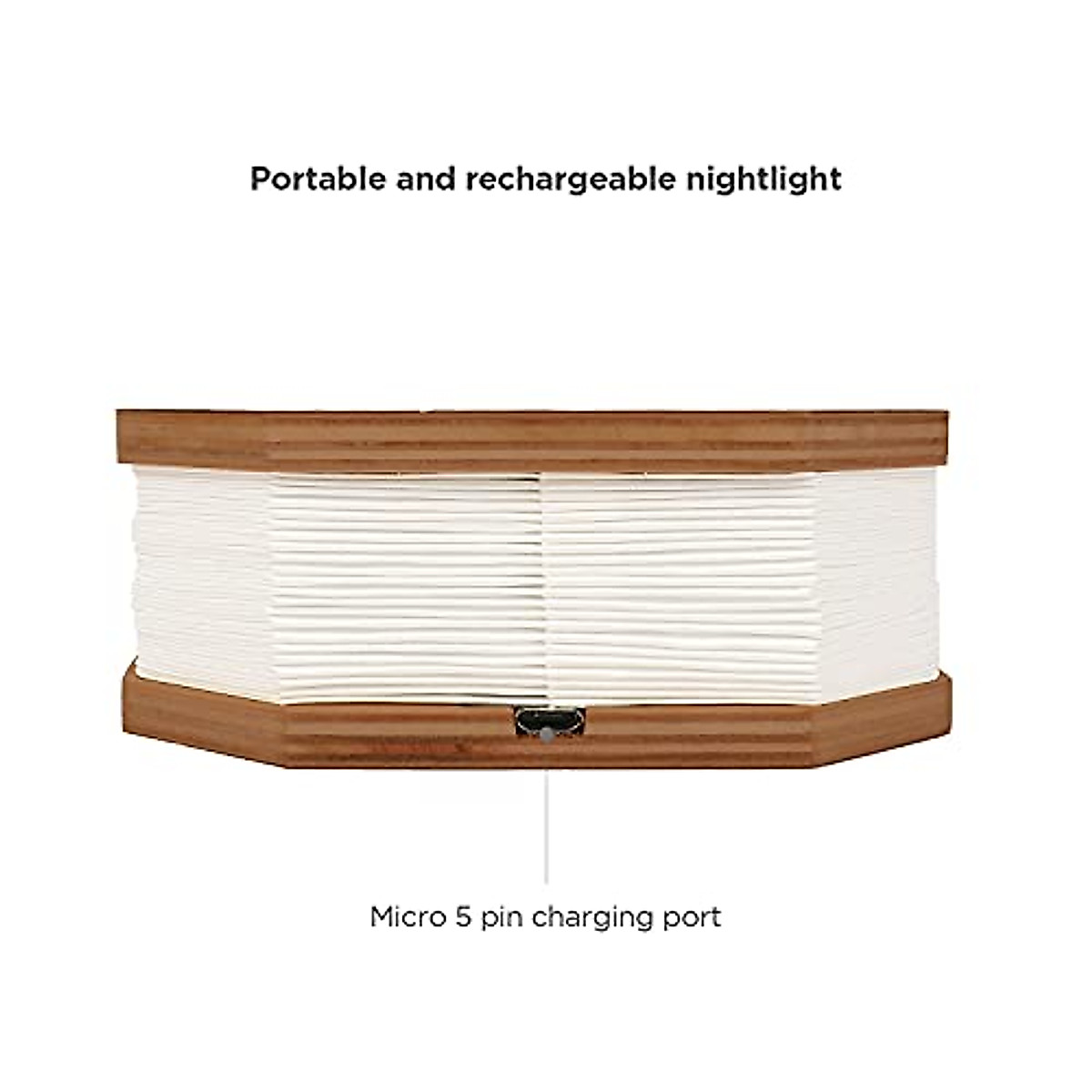 mooas Accordion LED Rechargeable nightlight, Wooden Book lamp, Wooden lamp, Wooden booklight, Folding Night Light, USB Rechargeable Wooden Table lamp with Magnetic Strap (Dark Brown)