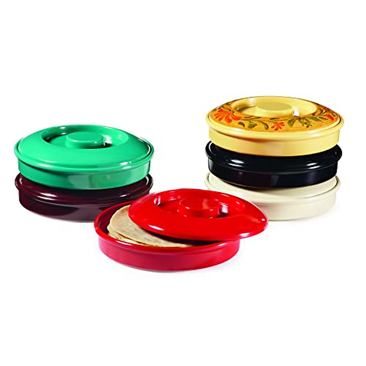 GET TS-800-L-R-EC Commercial-Grade Tortilla Server/Holder w/Lid, 7.75", Red (Set of)