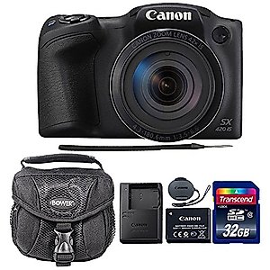 Canon PowerShot SX420 is 20.0MP Digital Camera (Black) + 32GB Memory Card + Camera Case (Renewed)