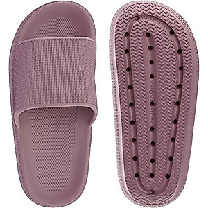 WHITIN Shower Slippers for Women Non Slip Cushioned Slides Size 9 10 Quick Drying Female Floor Outdoor Indoor Fashionable Lightweight Blush 40-41