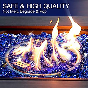 Apromise 1/2 inch Fire Glass - Cobalt Blue and Caribbean Blue Fire Pit Glass | 20lbs
