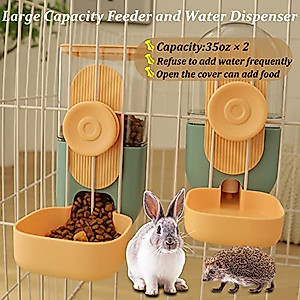 Kenond 35oz Hanging Automatic Pet Food Water Dispenser, Auto Gravity Pet Feeder and Waterer Set, Cage Cat Food Bowl Dog Feeding Station for Puppy and Kitten Rabbit Chinchilla Hedgehog Ferret