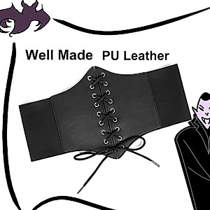 SUOSDEY Women Black Waist Cinch Belt Lace-up Elastic Waspie Corset Costume Belt