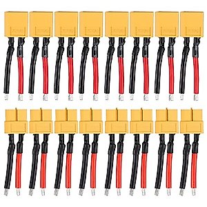 XIITIA 8 Pairs XT60 Plug Female and Male Connector with 14AWG Silicon Wire, 57MM Extention Cable for RC Lipo Battery Cable Drone