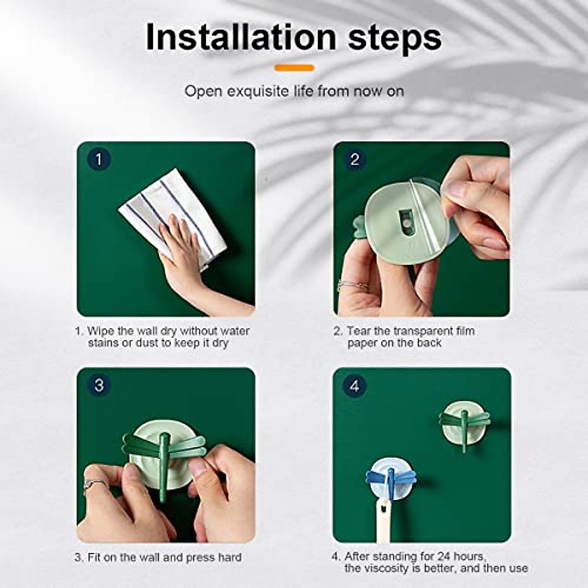 DI QIU REN 8 Pack Kitchen Storage Wall Hook Bag Seal Clip Multifunction Dragonfly Hooks Bathroom Heavy Duty Self Adhesive Hooks Waterproof Rustproof for Kitchen, Bathroom, Home, Office