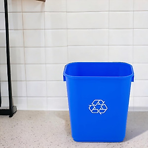 Mix.Home 2 Pack! 3 Gallon Blue Rectangular Wastebasket Restaurant Trash can Commercial Trash can Office Plastic Trash can Bathroom Garbage bin Rectangular Trash cans for Kitchen Janitorial Trash can