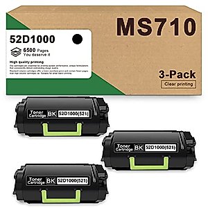 52D1000(521) Toner Cartridge: DRA MS710 Toner Cartridge Compatible Replacement for Lexmark MS811n MS810de MS810dtn MS811dn MS811dtn MS710n MS810dn Printers.6500 Pages, 3 Pack