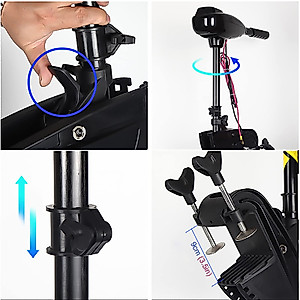 trolling Motor Kayak Canoe Outboard Motors, 56 Lb Thrust Trolling Motor with 8 Speed, 12v Electric Boat Motor with 10-Point Led Battery Indicator
