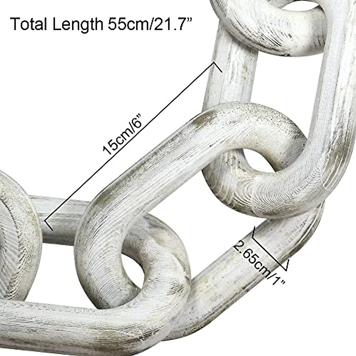 Sivya Decorative Wood Chain Link Decor, Rustic Wood Link Farmhouse Decor for Farmhouse Tiered Tray Farmhouse Wall Decor (Whitewash, 21.65in/Chain)