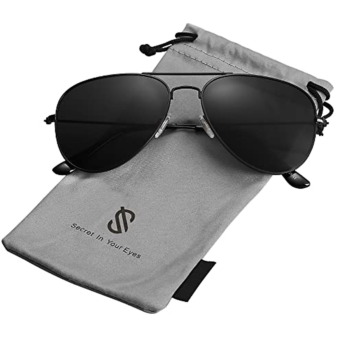 SOJOS Classic Aviator Polarized Sunglasses for Men Women Vintage Retro Style SJ1054,Black/Grey