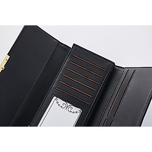 CYANB Soft Leather Trifold Multi Card Holder Wallet, Elegant Clutch Long Purse for Women Ladies