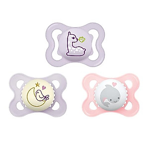 MAM Variety Pack Baby Pacifier, Includes 3 Types of Pacifiers, Nipple Shape Helps Promote Healthy Oral Development, 0-6 Months, Girl, 3 Count (Pack of 1)