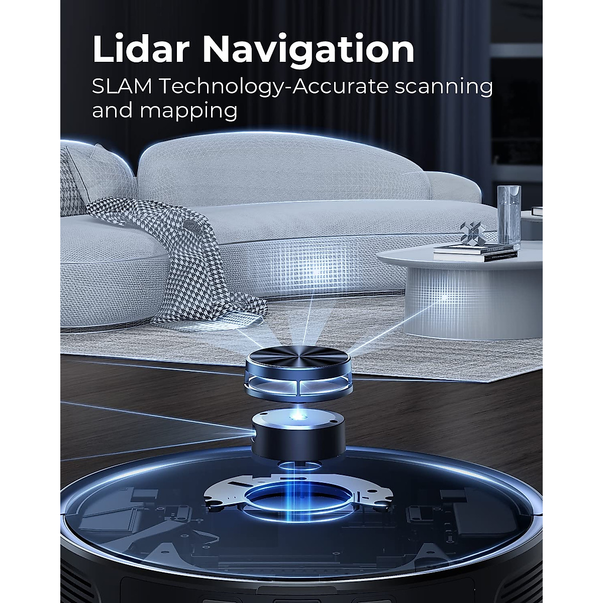 Laresar Robot Vacuum and Mop with Auto Dirt Disposal, Max 3500pa Suction, App Control, Editable Map, Lidar Navigation Smart Mapping, Works with Alexa, L6 Pro Robot Vacuum Cleaner Ideal for Pet Hair