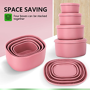 AOEDEO 4Pcs Silicone Food Storage Containers with Lids，BPA Free Reusable Silicone Storage Containers for Food Silicone Freezer Containers Freezer Dishwasher Safe (33.8oz, 20oz, 10oz, 6.7oz) (pink)