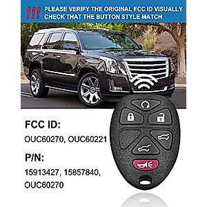 CAUORMOTE Keyless Entry Remote Car Key Fob for 2007-2014 Chevy Avalanche Suburban Tahoe Traverse 2007-2014 GMC Acadia Yukon Denali 2007-2014 Cadillac Escalade (OUC60270, OUC60221, 15913427), 2 Packs