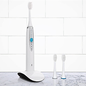 ToiletTree Products Poseidon Rechargeable Sonic Toothbrush with Inductive Charger and 3 Replacement Brush Heads for Multiple Users