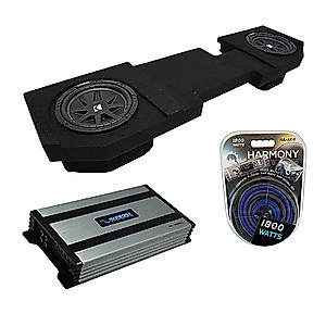 Harmony Audio Kicker Bundle Compatible with 2002-18 Dodge Ram Quad Or Crew C10 Comp Dual 10" Loaded Sub Box Enclosure with Harmony HA-A800.1 Amplifier