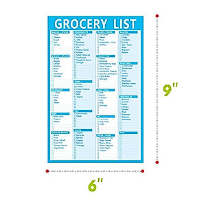 90 Pages Grocery Shopping Weekly Planner List Note Pad with Magnet Mountings (6" x 9")