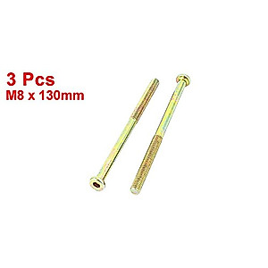 uxcell M8 x 130mm Threaded Hex Socket Head Cap Screws Bolts Bronze Tone 3 Pcs