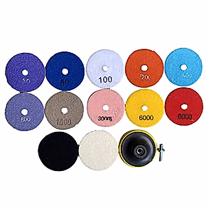 Diamond Polishing Pads 4 Inch 10 Packs 3/8"-11 Backer Pad Granite Polishing Kit Marble Polishing Kit Diamond Sanding Pads Granite Polishing Pads Concrete Polishing Pads Tile Polishing Pads For Grinder
