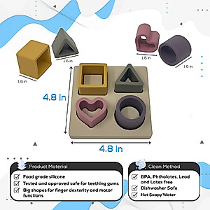 BraveJusticeKidsCo. Early Education Silicone Baby Puzzle | Stacking Building Blocks Toddler Toys (Cream)